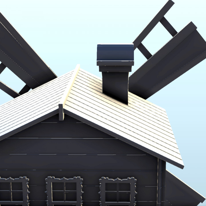 3D Printable Wooden mill on rounded platform (7) - Medieval Gothic ...