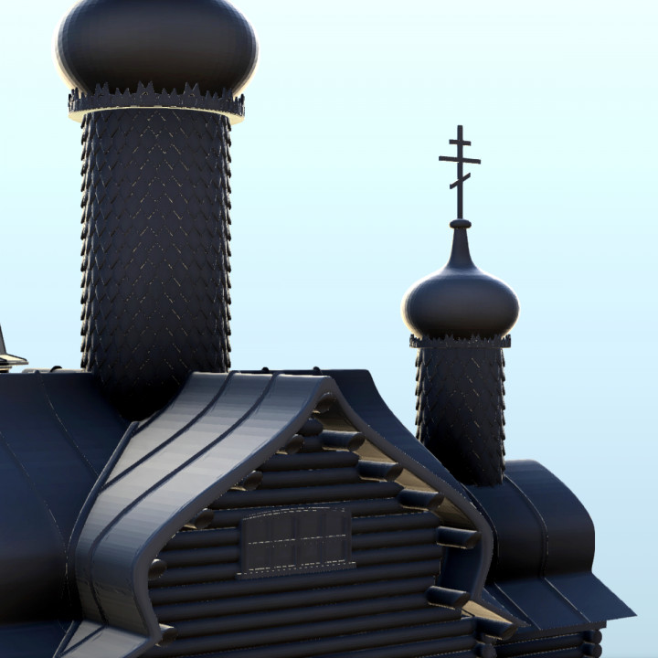 3D Printable Large slavic church with canopy and several towers (18 ...