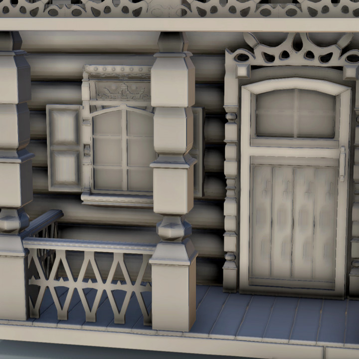 3D Printable Large slavic log house with floor and terrace (17 ...