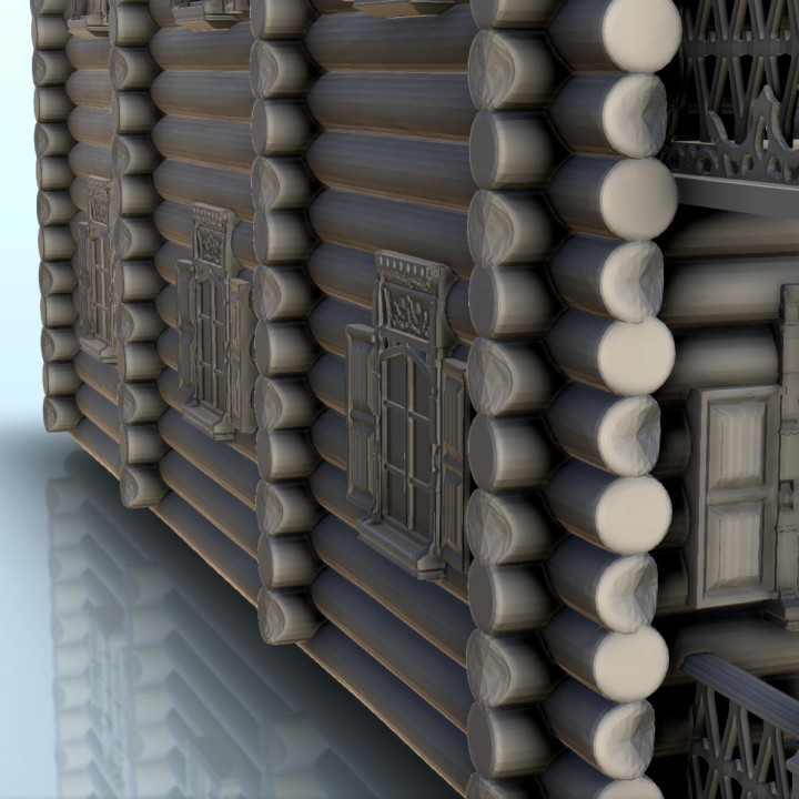 3D Printable Large slavic log house with floor and terrace (17 ...
