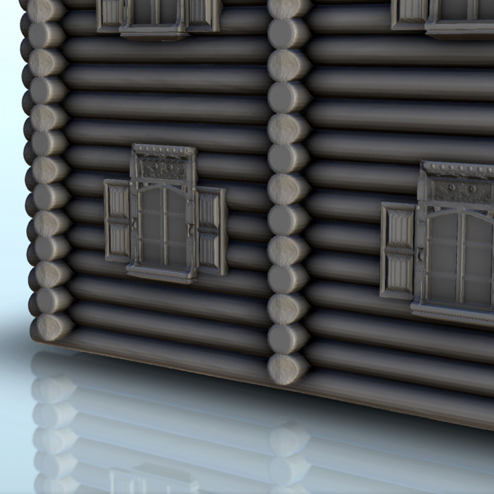 3D Printable Large slavic log house with floor and terrace (17 ...