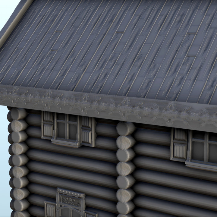 3D Printable Large slavic log house with floor and terrace (17 ...