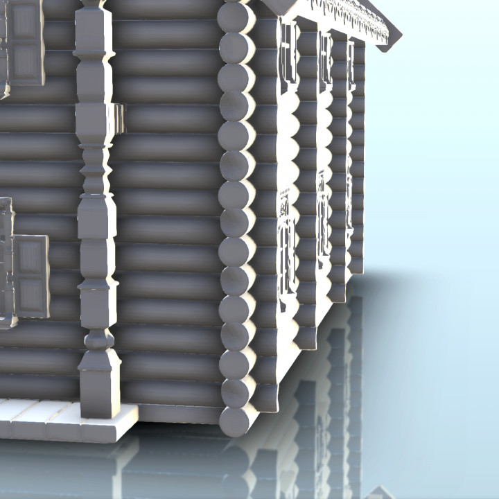 3D Printable Large slavic log house with floor and terrace (17 ...