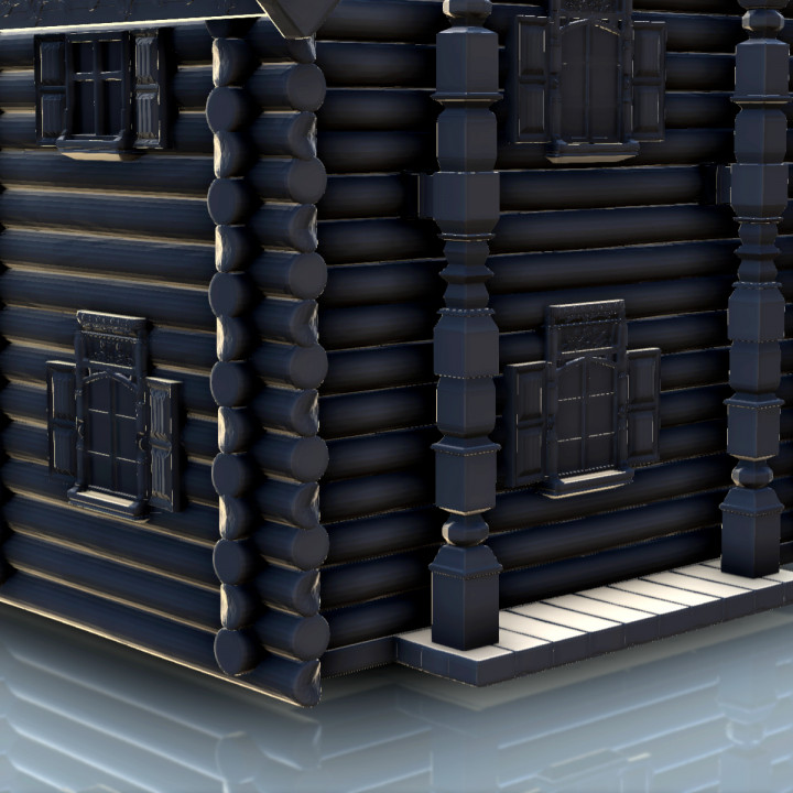 3D Printable Large slavic log house with floor and terrace (17 ...