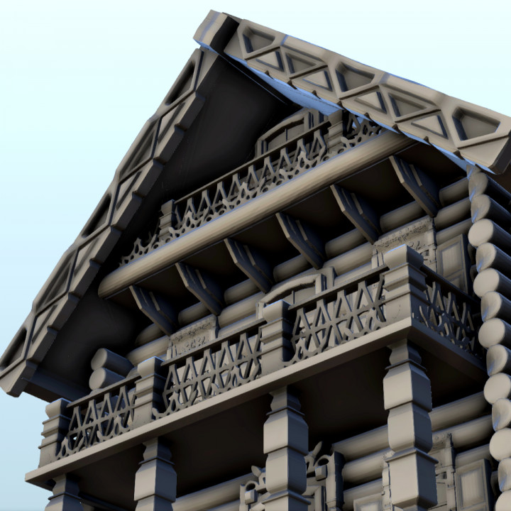 3D Printable Large slavic log house with floor and terrace (17 ...