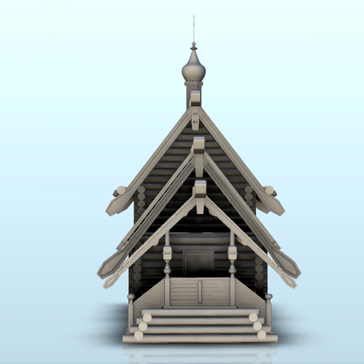 3D Printable Slavic wooden church with canopy and tower (14) - Medieval ...