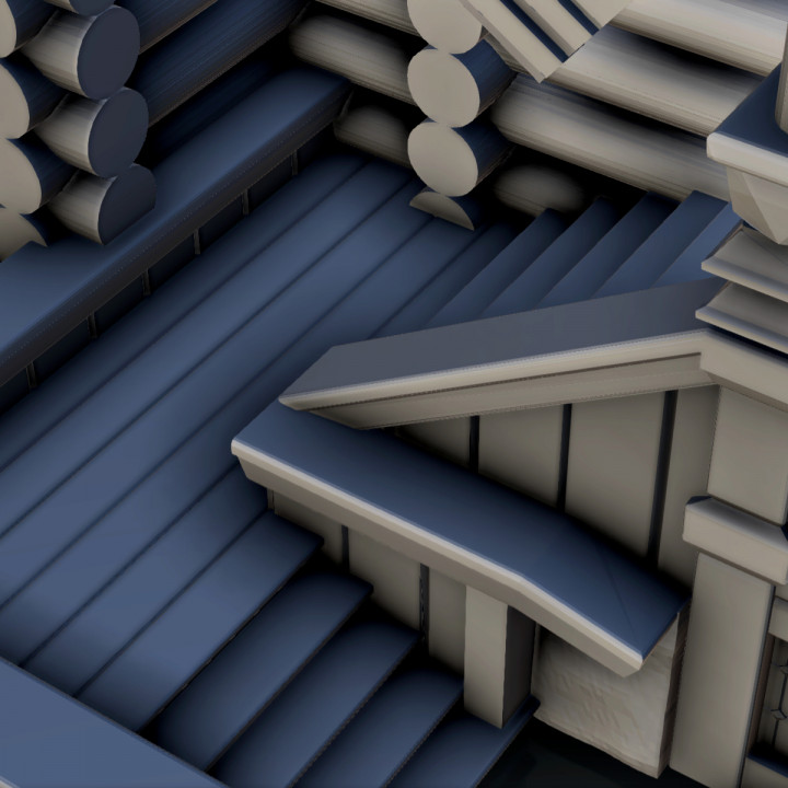 3D Printable Slavic wooden house with access ramp and canopy (12 ...