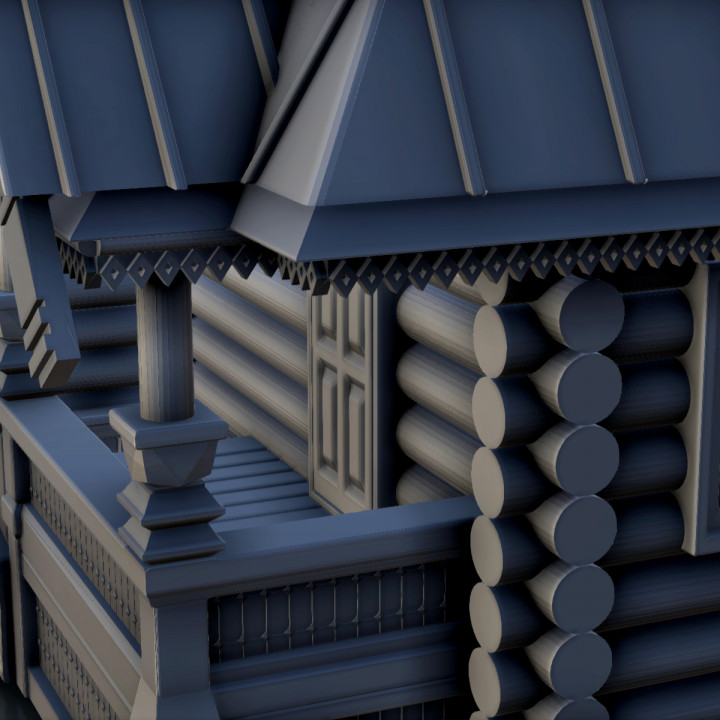 3D Printable Slavic wooden house with access ramp and canopy (12 ...