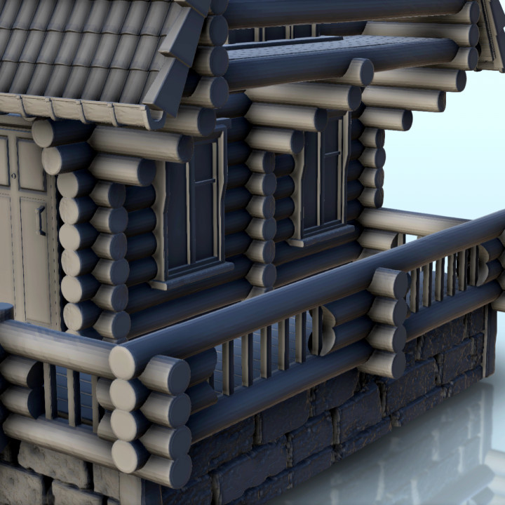 3D Printable Slavic fancy log house with terrace (16) - Medieval Gothic ...