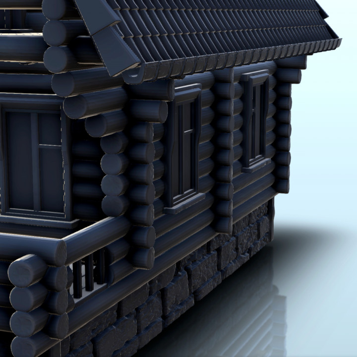 3D Printable Slavic fancy log house with terrace (16) - Medieval Gothic ...