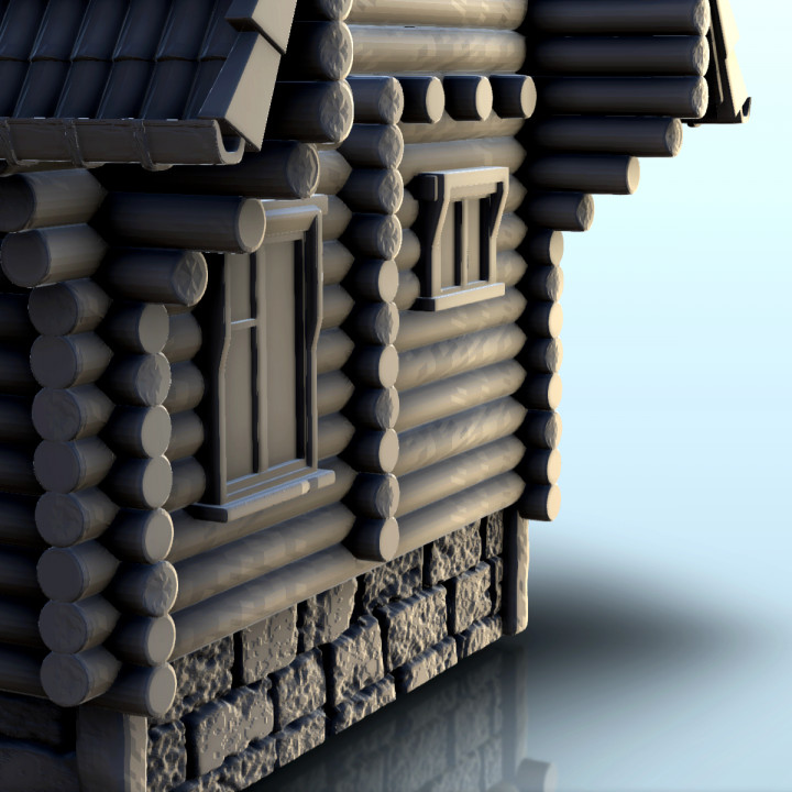 3D Printable Slavic fancy log house with terrace (16) - Medieval Gothic ...