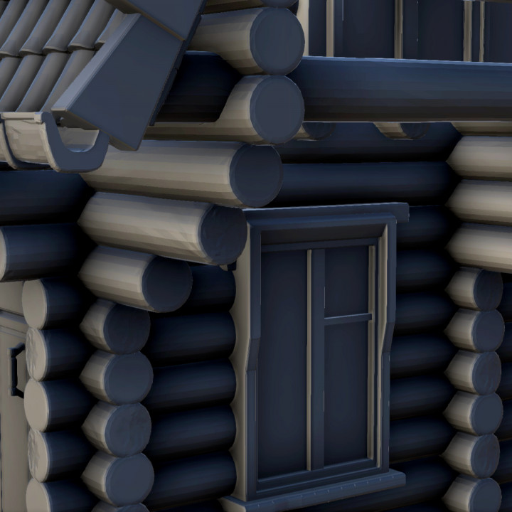 3D Printable Slavic fancy log house with terrace (16) - Medieval Gothic ...