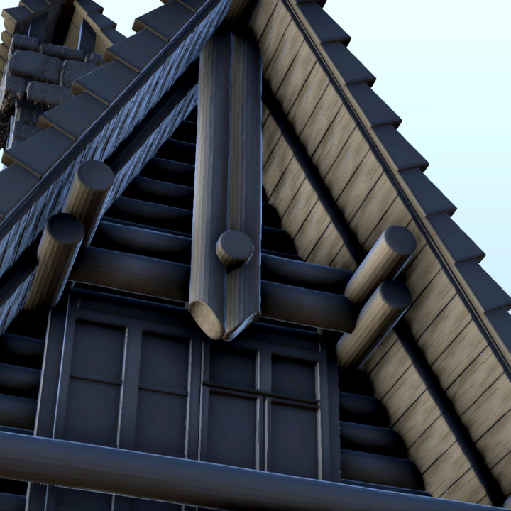 3D Printable Slavic fancy log house with terrace (16) - Medieval Gothic ...
