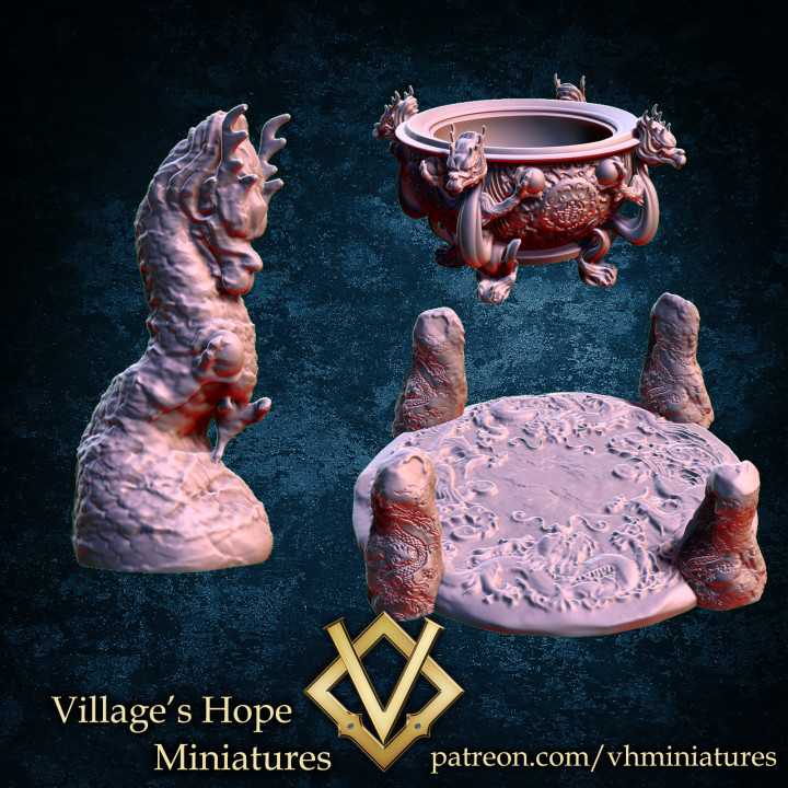 3D Printable Dragon Cauldron platform by Village's Hope Miniatures