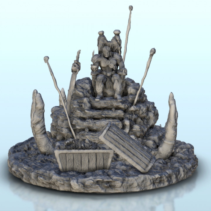 3D Printable Orc on throne with treasure chest 1 - Ork Green Horde ...