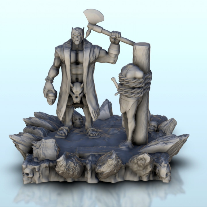 3D Printable Orc execution scene on human body 6 - Ork Green Horde Fantasy Beast Chaos Demon ...