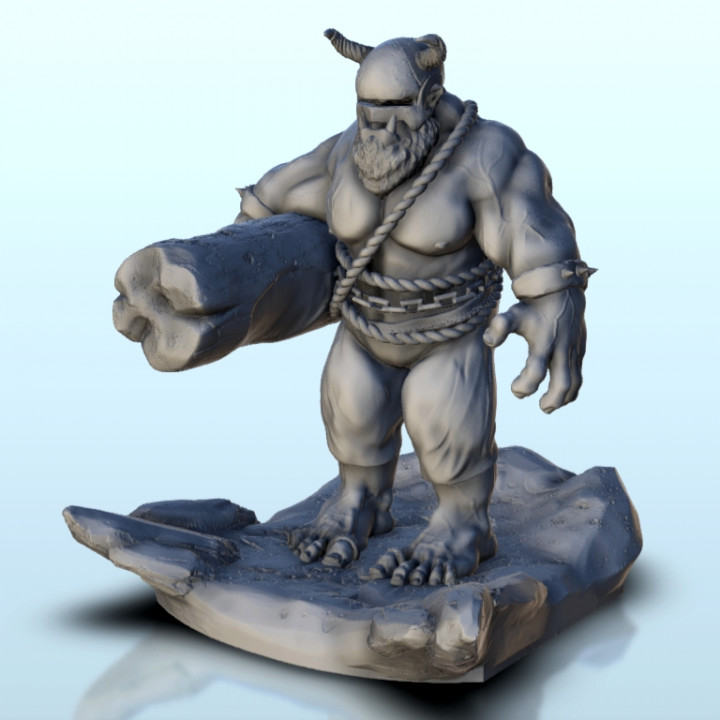 3D Printable Horned orc with tree trunk 7 - Ork Green Horde Fantasy ...