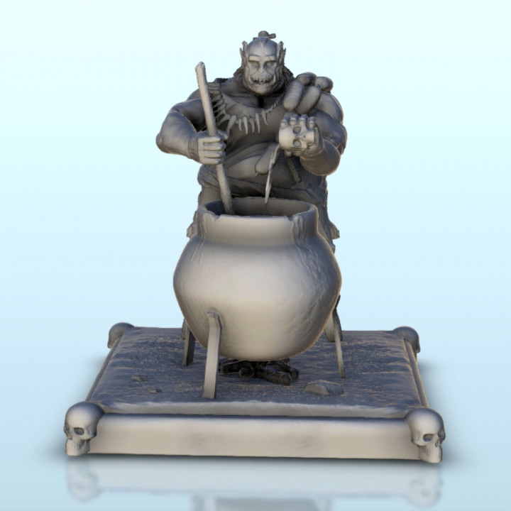 3D Printable Orc cook with pot 8 - Ork Green Horde Fantasy Beast Chaos ...