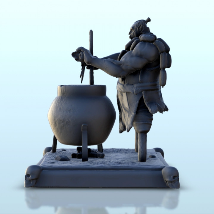 3D Printable Orc cook with pot 8 - Ork Green Horde Fantasy Beast Chaos ...