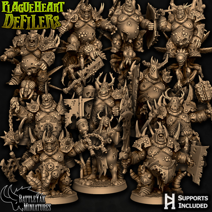 3D Printable Plagueheart Defilers Character Pack by Battle Yak Miniatures