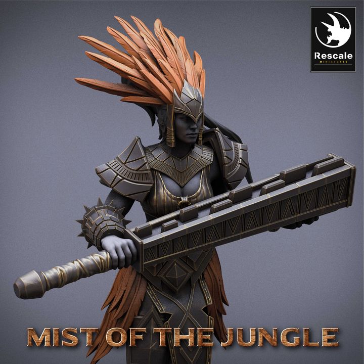 3D Printable Heavy Amazon Mace Walk by Rescale Miniatures