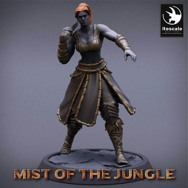3D Printable Heavy Amazon Dagger Stance by Rescale Miniatures