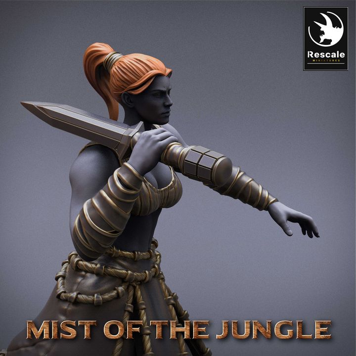 3D Printable Heavy Amazon Dagger Stance by Rescale Miniatures