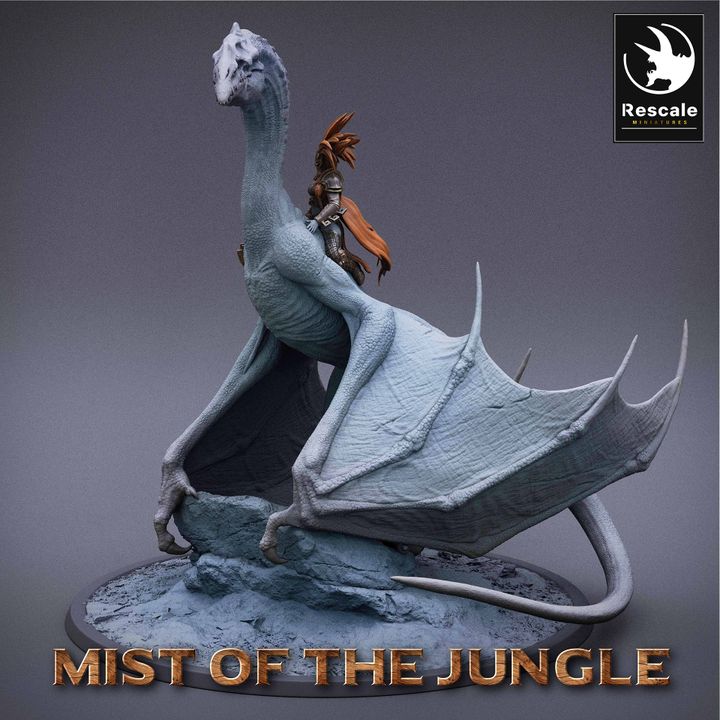 3D Printable Wyvern mounted by General Amazone by Rescale Miniatures