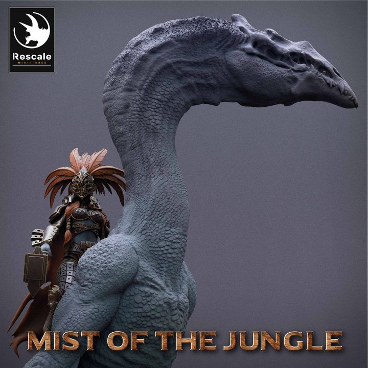 3D Printable Wyvern mounted by General Amazone by Rescale Miniatures