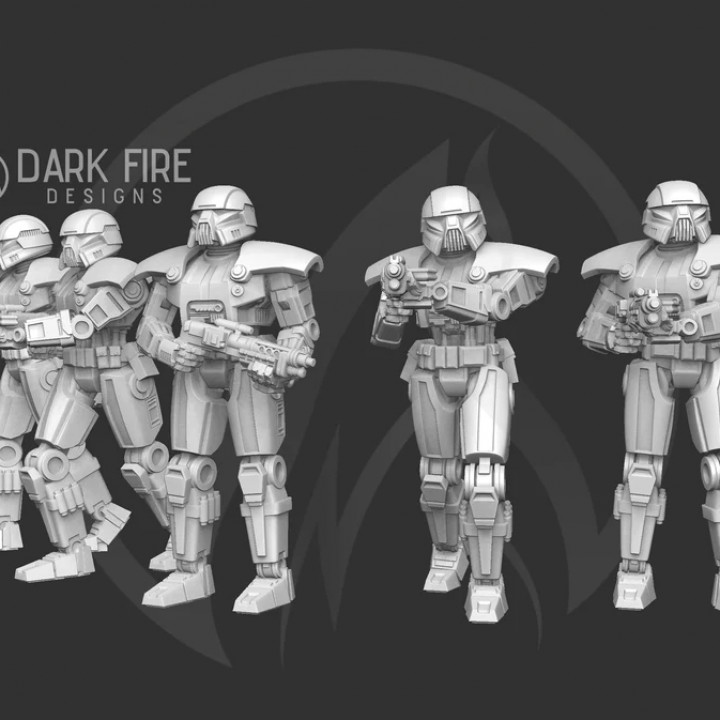 3D Printable Imperial Mech Trooper Squad by Dark Fire Designs