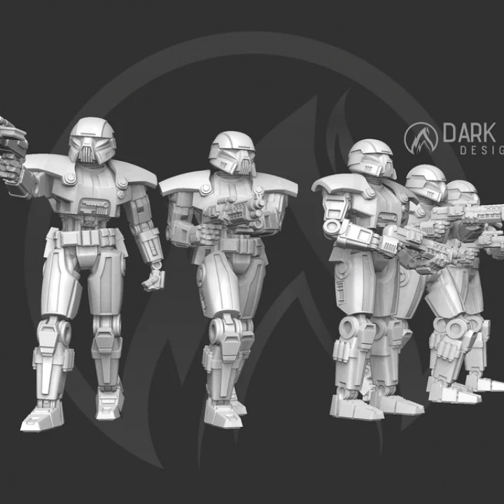 3D Printable Imperial Mech Trooper Squad by Dark Fire Designs