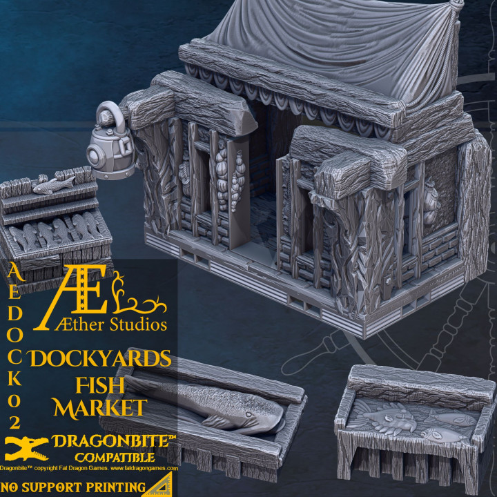 3D Printable AEDOCK02 - Fish Market by Aether Studios