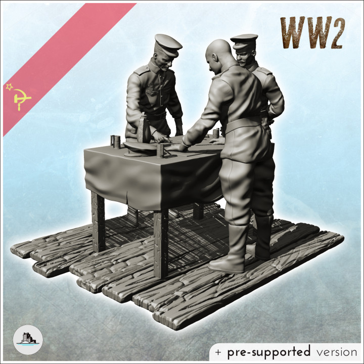 3D Printable Meeting of Soviet generals around a wooden table (1 ...