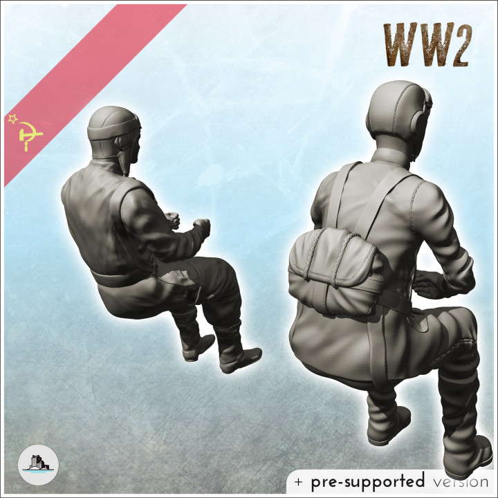 3D Printable Set of four Soviet aircraft pilots with equipment in ...