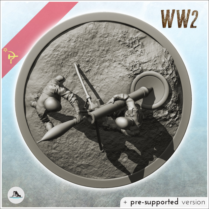 3D Printable Soviet mortar battery with two servants (17) - (pre ...