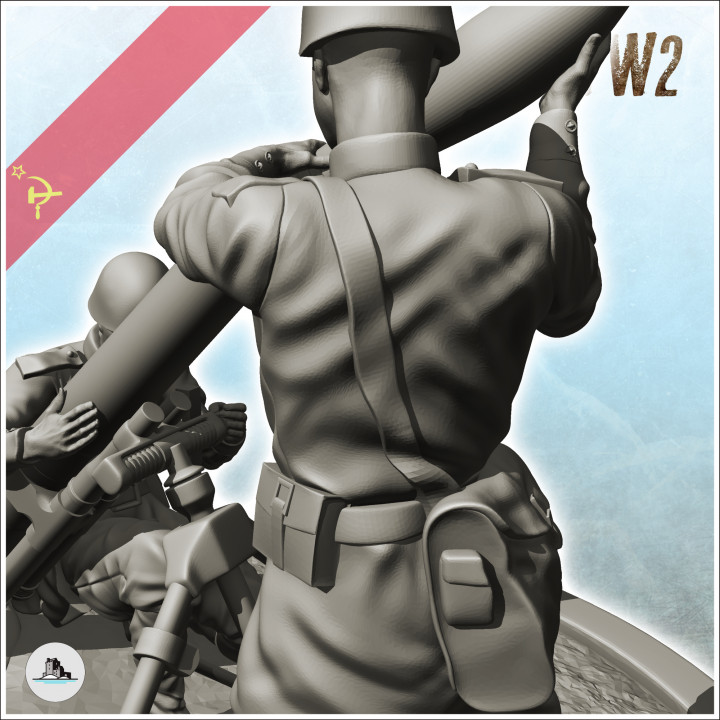 3D Printable Soviet mortar battery with two servants (17) - (pre ...