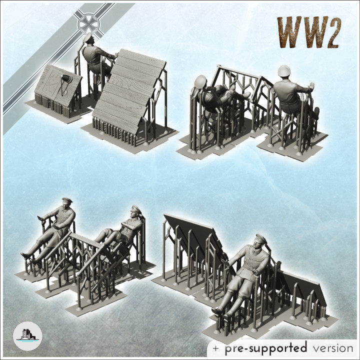 3D Printable German staff around a table with map (12) - (pre-supported ...