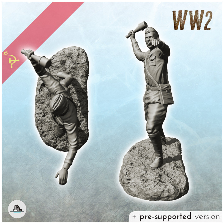3D Printable Soviet assault soldier throwing a hand grenade (8) - (pre ...