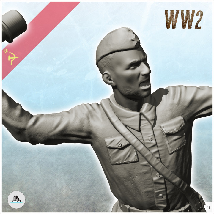 3D Printable Soviet assault soldier throwing a hand grenade (8) - (pre ...