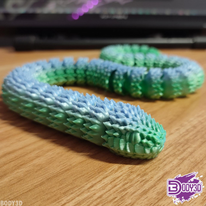 3D Printable Articulated Rock Snake by BODY3D