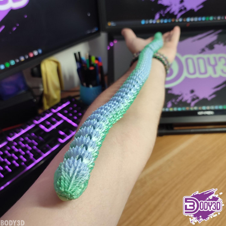 3D Printable Articulated Rock Snake by BODY3D