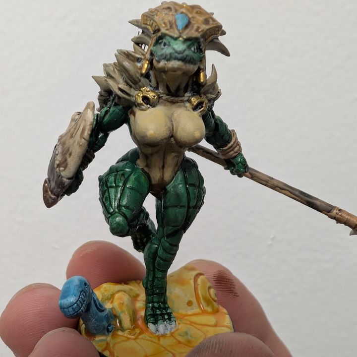 3D Print of Skaala - Lizard Pinup (Frostheart Lizardmen) by SodaJerk99