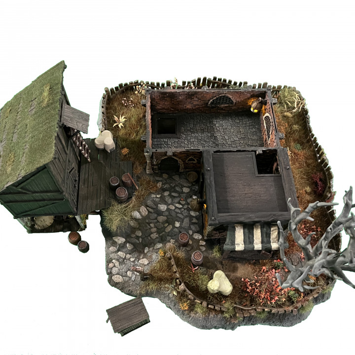 3D Printable Fantasy Winery with barn and cellar by One Man Voice