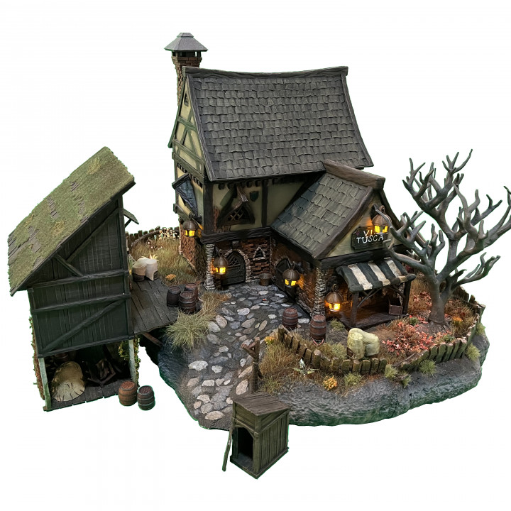 3D Printable Fantasy Winery with barn and cellar by One Man Voice