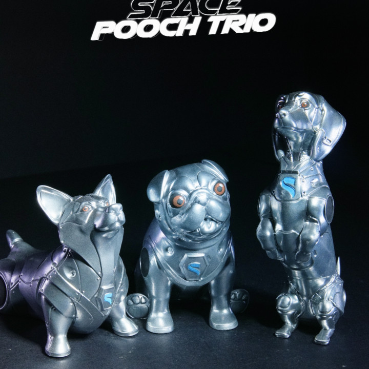 3D Printable Space Pooch Trio by Stlflix
