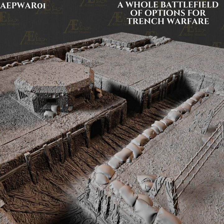 3D Printable AEPWAR01 - War Trenches by Aether Studios