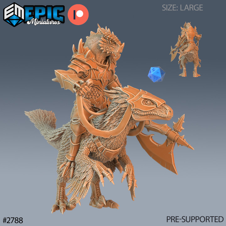 3D Printable Dragonborn Raptor Rider Set / Draconic War Lizard ...