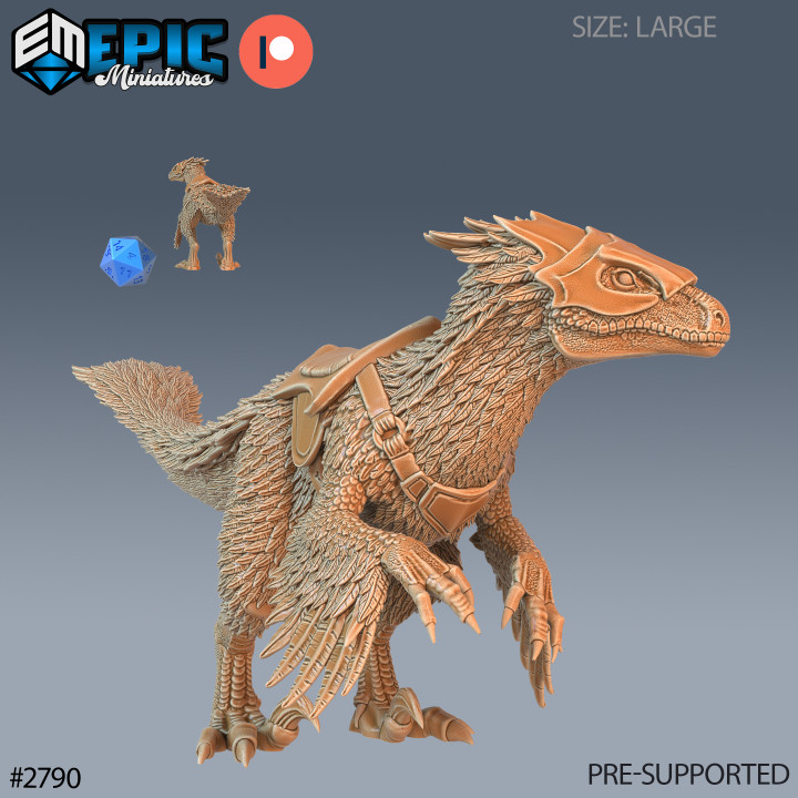 3D Printable Feathered Raptor Set / Ancient Hunting Dinosaur / Draconic ...