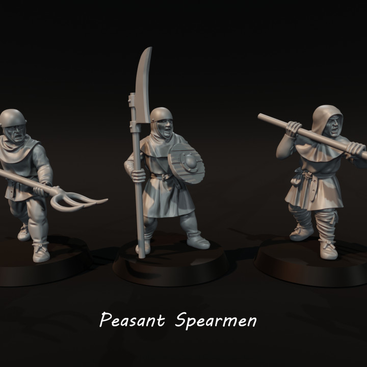 3D Printable Peasant Spearmen by Medbury Miniatures