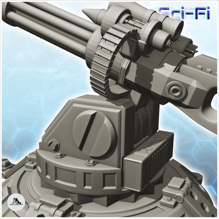 3D Printable Supercharged machine gun turret (1) - Future Sci-Fi SF ...